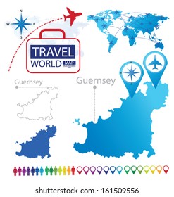 Guernsey World Map Travel Vector Illustration : image vectorielle de ...