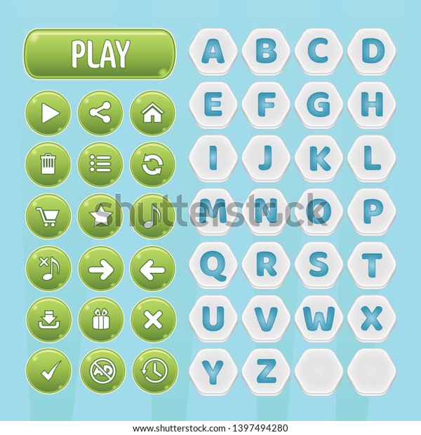 Gui Buttons Hexagon Az Alphabet Words Stock Vector (Royalty Free ...