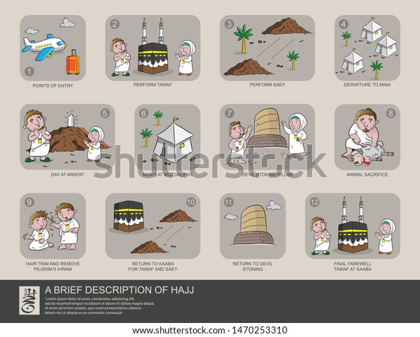 Guide Hajj Brief Description Hajj Cartoon: เวกเตอร์สต็อก (ปลอดค่า ...