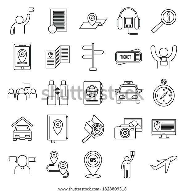 Guide Tour Icons Set Outline Set Stock Vector (Royalty Free) 1828809518 ...