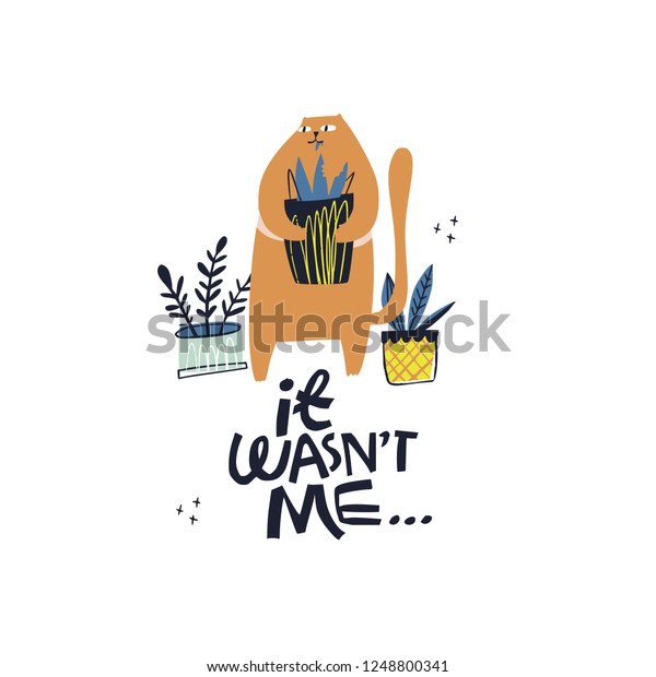 Guilty Cat Excuse Color Flat Hand Stock Vector (Royalty Free) 1248800341