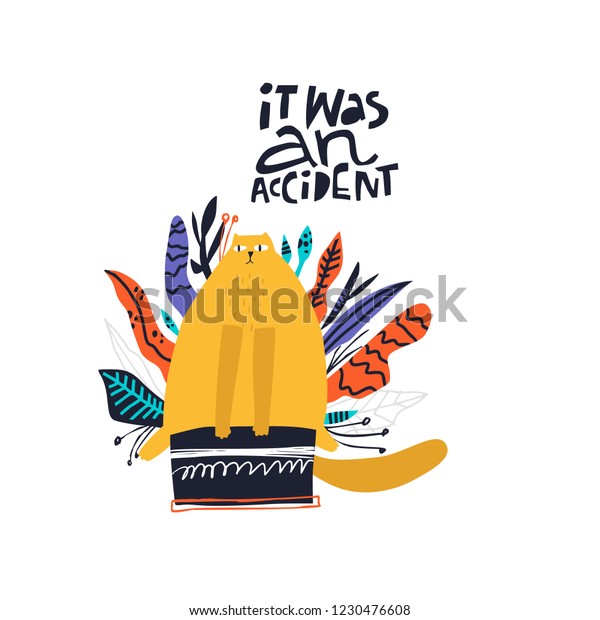Guilty Cat Excuses Color Flat Hand Stock Vector (Royalty Free ...