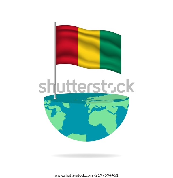 Guinea Flag Pole On Globe Flag Stock Vector (Royalty Free) 2197594461 ...