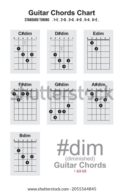 Guitar Chords Diminished Chord Vector Curved Stock Vector (Royalty Free ...