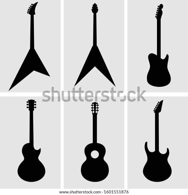 Guitar Icons Set Isolated On Grey Stock Vector (Royalty Free ...