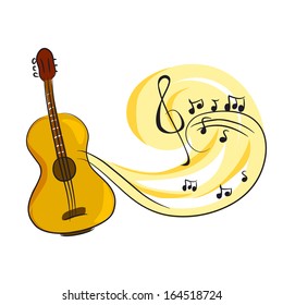 Guitar Music Notes Vector Illustration Stock Vector (Royalty Free ...