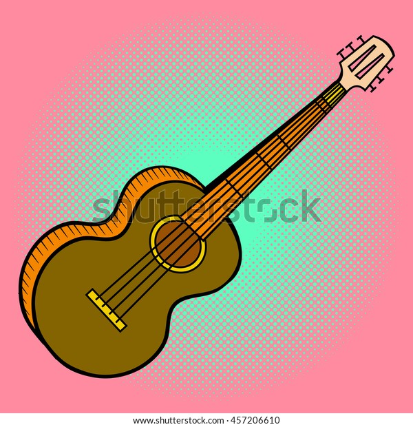 Guitar Pop Art Vector Illustration Beautiful 库存矢量图（免版税）457206610 ...