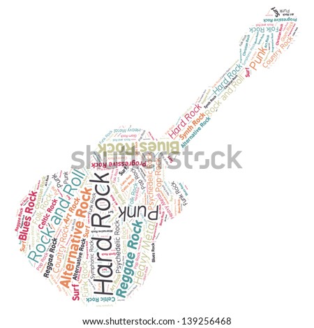 Guitar Shaped Word Cloud Rock Music Stock Vector (Royalty Free ...