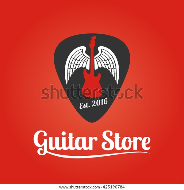 Guitar Store Vector Logo Emblem Icon: vector de stock (libre de ...