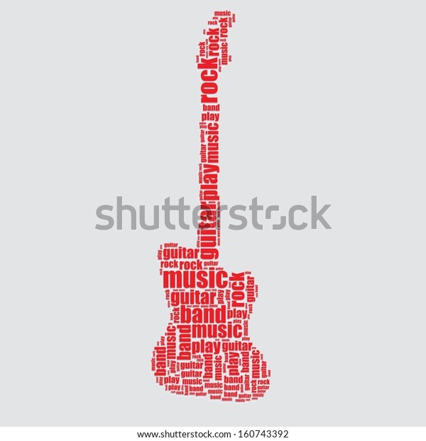 Guitar Typography 3d Text Word Art Stock Vector (Royalty Free) 160743392