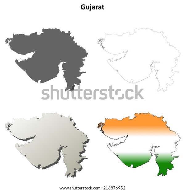 Gujarat Blank Detailed Outline Map Set: vector de stock (libre de regalías) 216876952 | Shutterstock