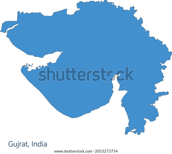 Mapa estatal de Gujrat, India en: vector de stock (libre de regalías ...