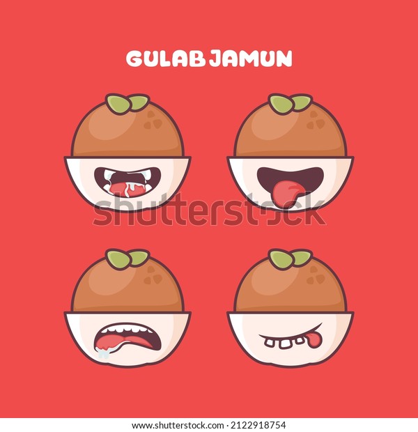 Gulab Jamun Cartoon Vector Illustration Traditional Stok Vektör ...