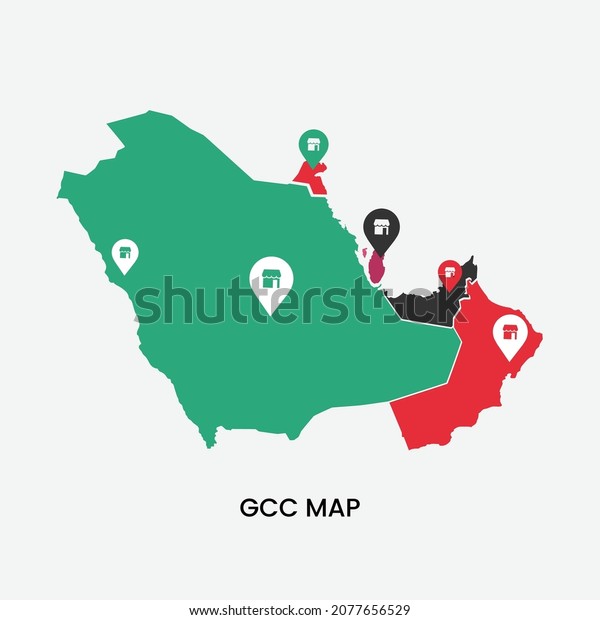 Gulf Countries Map Shopping Map Og: เวกเตอร์สต็อก (ปลอดค่าลิขสิทธิ์ ...