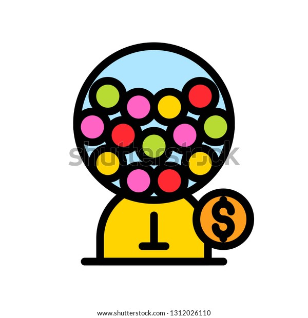 Gumball Machine Vector Illustration Filled Style Stock Vector (Royalty ...