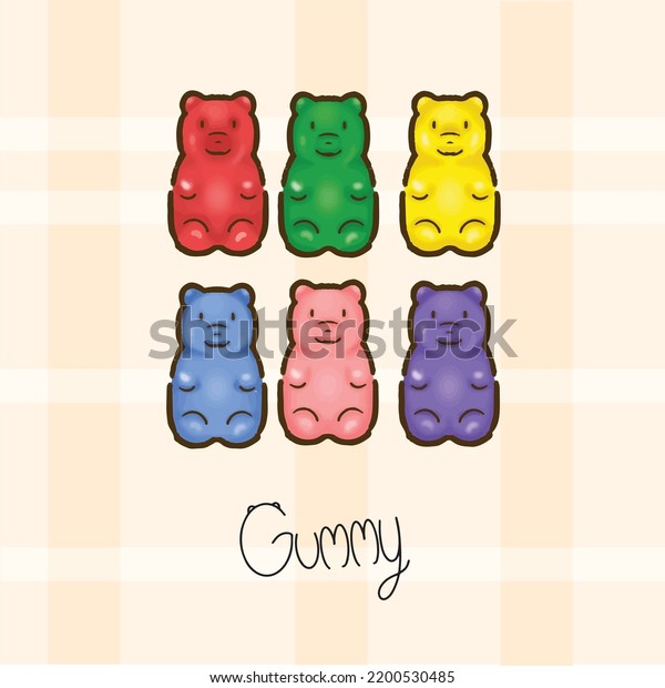 Gummy Bear Cute Cartoon Candy Wallpaper Stock Vector (Royalty Free ...