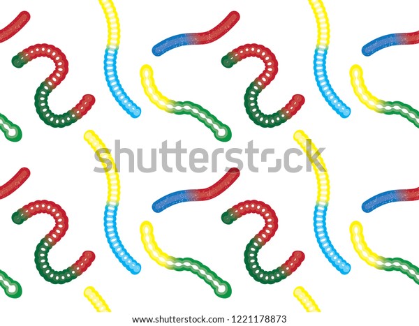 Gummy Worm Cartoon Background Seamless Wallpaper Stock Vector (Royalty ...
