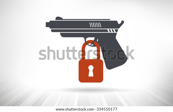 Gun Control Concept Handgun Illustration Padlock Stock Vector (Royalty ...