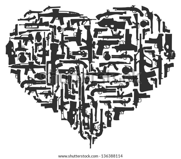 Gun Heart Stock Vector (Royalty Free) 136388114
