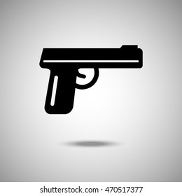 Gun Icon Flat Style Grey Background Stock Vector (Royalty Free ...