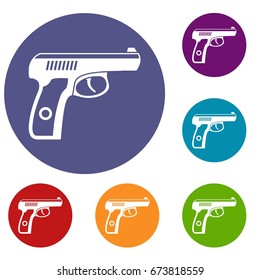 Gun Icons Set Flat Circle Reb Stock Vector (Royalty Free) 673818559 ...