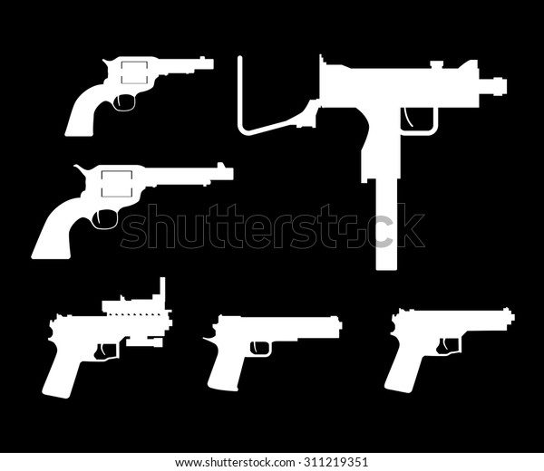 Gun Shapes Black Icon Vector Set Stock Vector (Royalty Free) 311219351