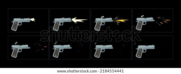 Gun Shoot Animation Effect Gunshot Sprites: เวกเตอร์สต็อก (ปลอดค่า ...