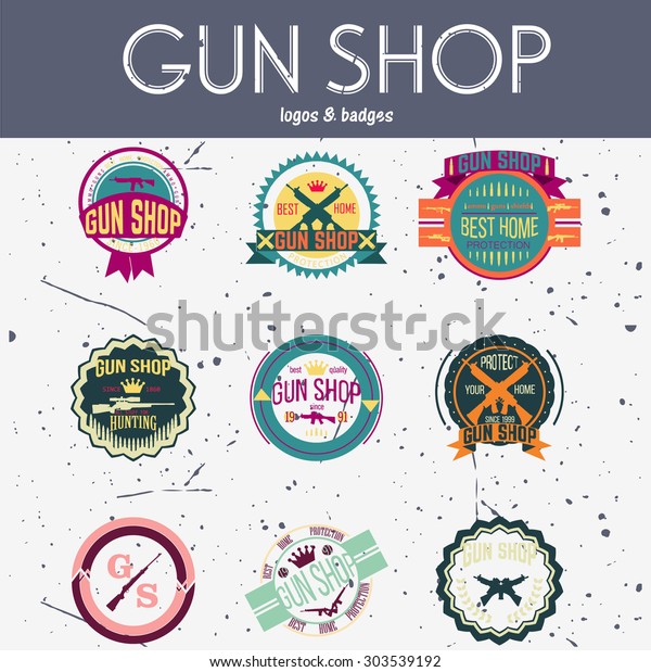 Gun Shop Logotypes Badges Stock Vector (Royalty Free) 303539192 ...
