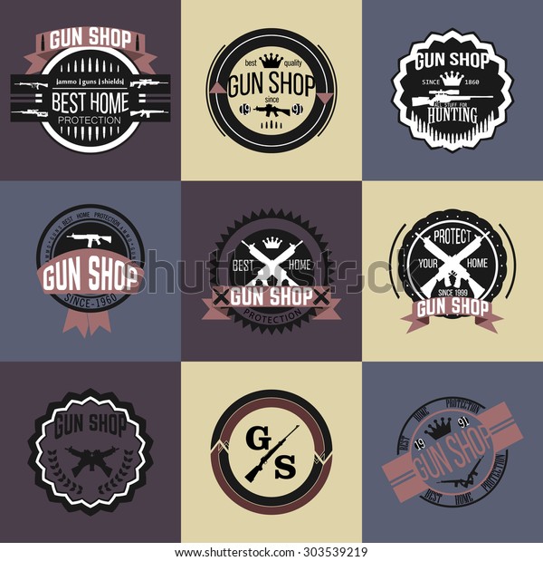Gun Shop Logotypes Badges Stock Vector (Royalty Free) 303539219 ...