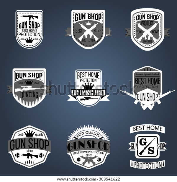 Gun Shop Logotypes Badges Stock Vector (Royalty Free) 303541622 ...