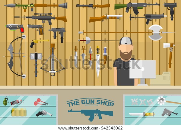 Gun Shop Vector Illustration Stock Vector (Royalty Free) 542543062 ...