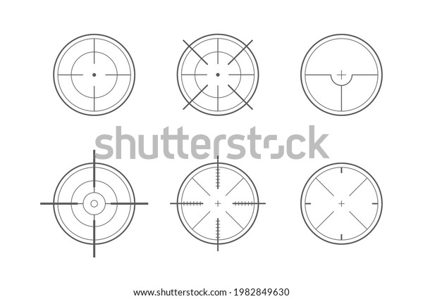 Gun Sight Outline Icon Set Isolated Stock Vector (Royalty Free ...