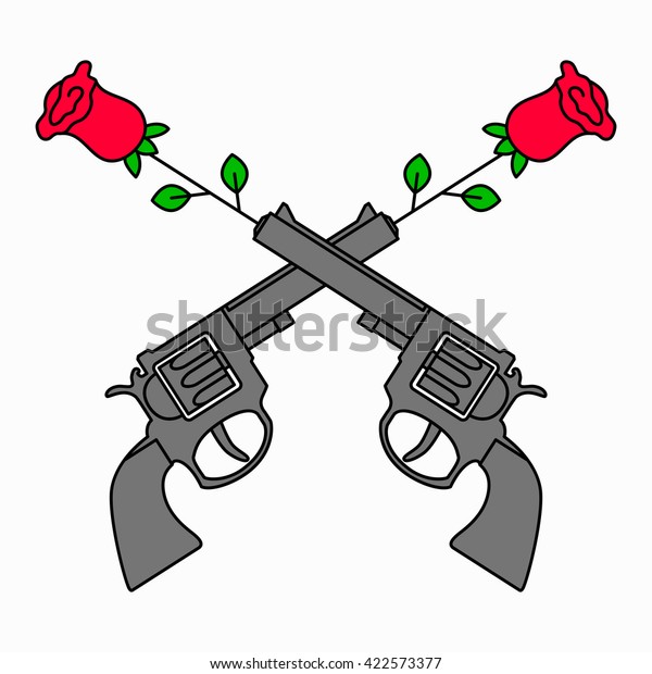 Guns Roses Vector Illustration Mono Line Stock Vector (Royalty Free ...
