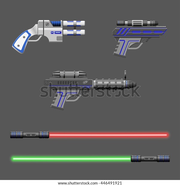 Guns Set Video Game Weapons Virtual Stock Vector (Royalty Free ...