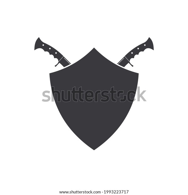 Gurkha Kukri Shild Logo Design: vetor stock (livre de direitos ...