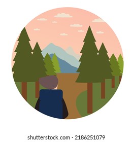 Guy Along Pine Tree Street Goes Stock Vector (Royalty Free) 2186251079 ...
