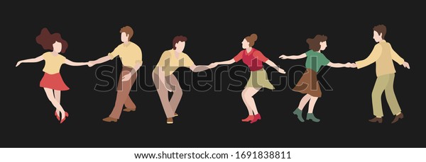 Guy Girl Dancing Swing Set Three Stock Vector (Royalty Free) 1691838811 ...