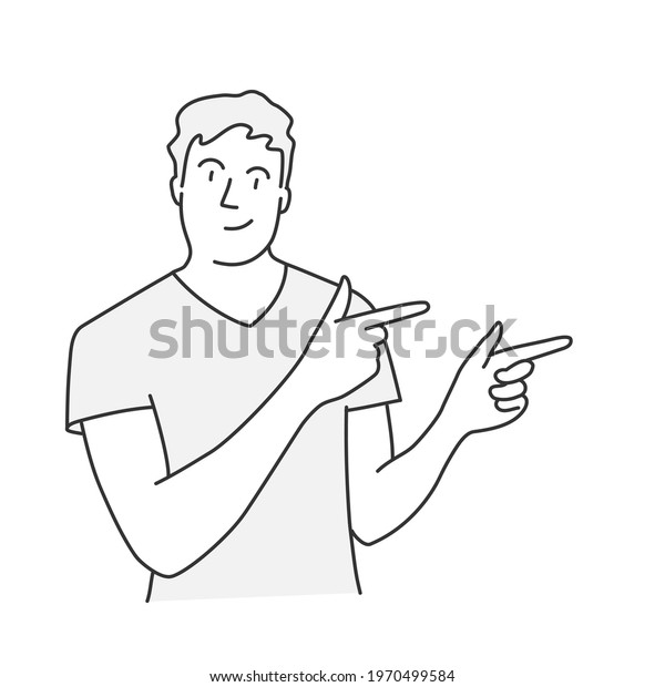 Guy Pointing Away Hands Together Showing Stock Vector (Royalty Free ...