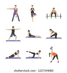 Gym Exercises Flat Icons Stock Vector (Royalty Free) 1227194083 ...