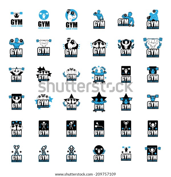 Gym Icons Set Isolated On White Stock Vector (Royalty Free) 209757109 ...