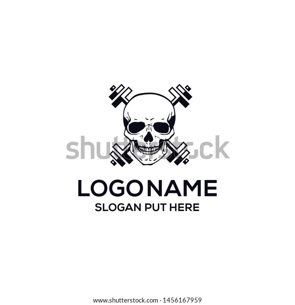 Gym Skull Logo Design Template Stock Vector (Royalty Free) 1456167959