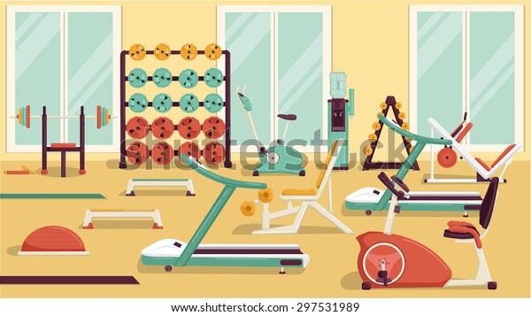 Gym Vector Flat Colorful Stock Vector (Royalty Free) 297531989