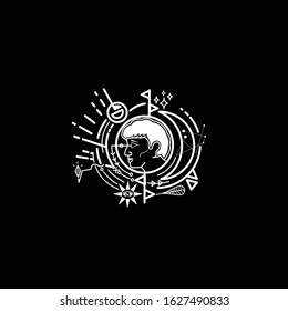 Gypsy Dark Moon Logo Minimalism Illustration Stock Vector (Royalty Free ...