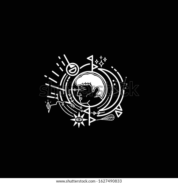 Gypsy Dark Moon Logo Minimalism Illustration Stock Vector (Royalty Free ...