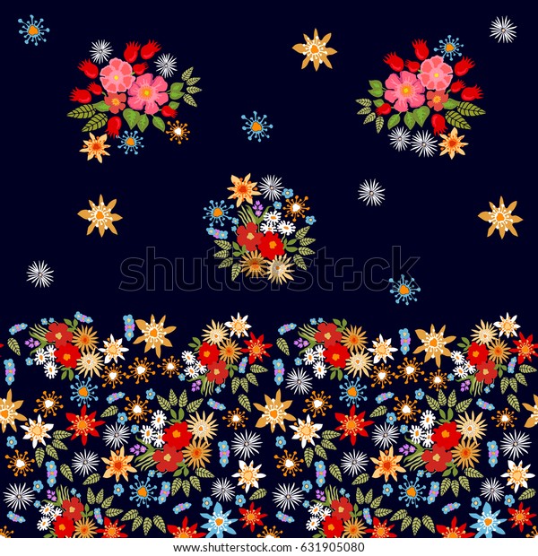 Gypsy Style Seamless Floral Border Small Stock Vector (Royalty Free ...
