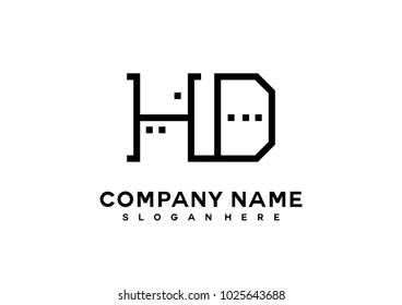 H D Initial Logo Template Vector Stock Vector (Royalty Free) 1025643688 ...
