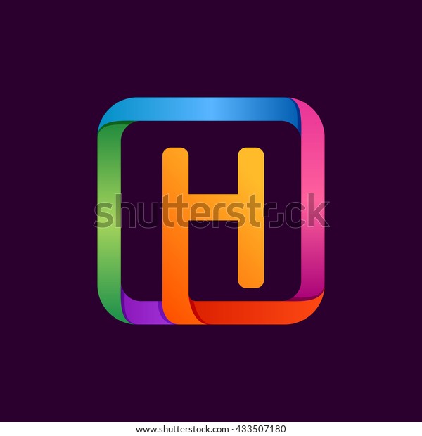 H Letter Neon Logo Square Stock Vector (Royalty Free) 433507180 ...