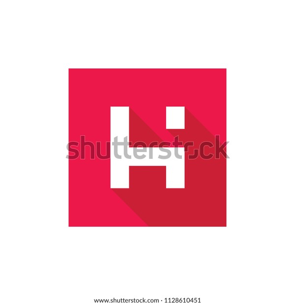 H Logo Design, Red Color H Letter Icon, Logo H With Red Square Shape