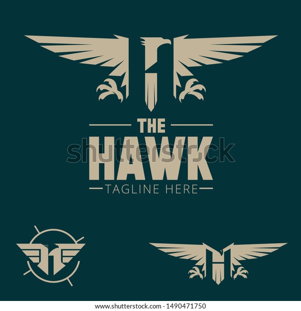 Logotipo H. vectores temáticos de aves Hawk basados en letrasestilo de ...