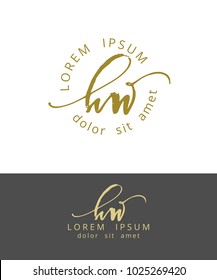 H W Handdrawn Brush Monogram Calligraphy Stock Vector (Royalty Free ...